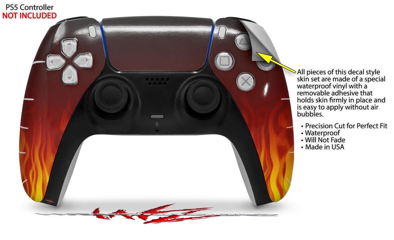 WraptorSkinz Skin Wrap compatible with Sony PS5 DualSense Controller Fire on Black (CONTROLLER NOT INCLUDED)
