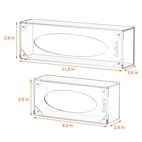 FEMELI Food Bag Storage Organizer, Acrylic Kitchen Drawer Baggie Box, Compatible with Gallon, Slider Quart, Freezer, Sandwich, Snack, Variety Size Bags, 4 separate Pack(Clear)