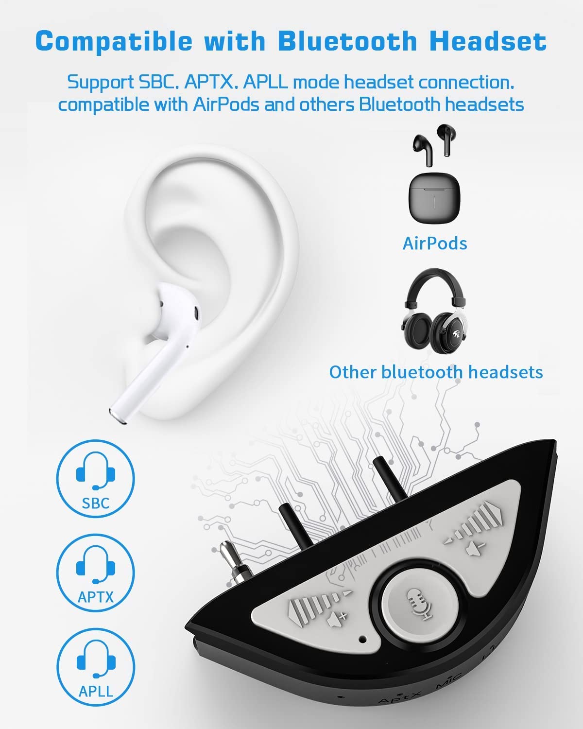 Bluetooth Headset Adapter for Xbox One & Xbox Series X|S Controller, Stereo Headset Adapter with Audio Balance Control for Game Sound & Voice Chat (Black)