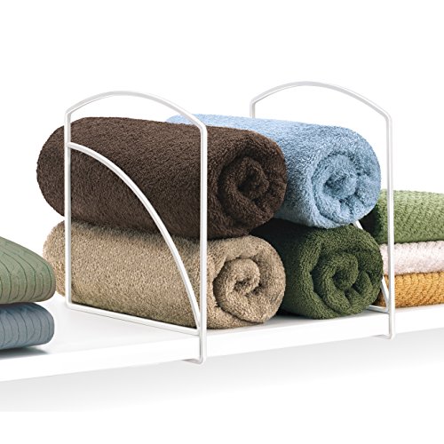Lynk® White Shelf Dividers - Linen Closet Organizers and Storage - Linen Storage - Closet Organization - Towel Organizer for Closet (Set of 2)