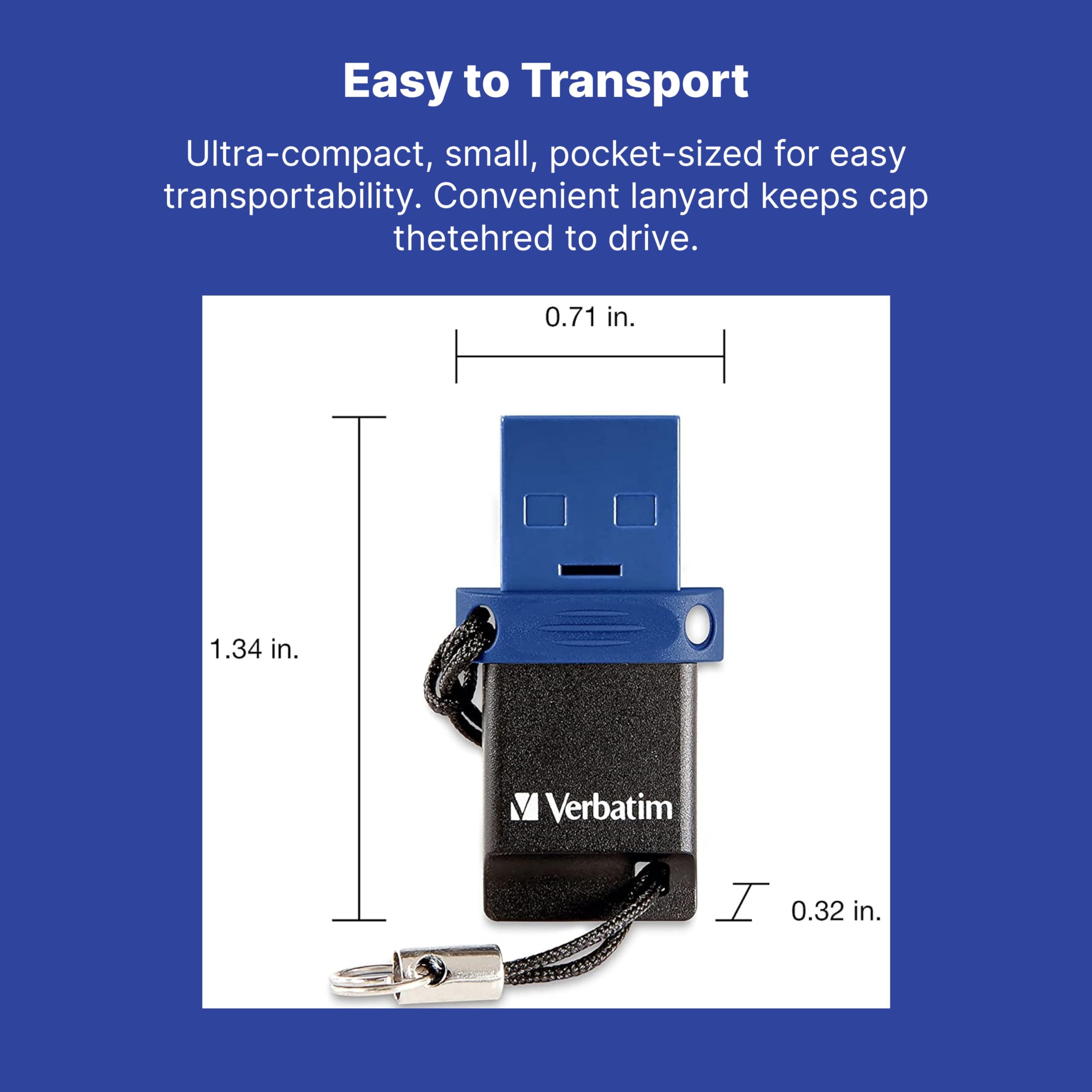 Verbatim 32GB Store ‘n’ Go Dual OTG USB 3.2 Gen 1 Flash Drive for USB-C Devices – 2 in 1 Type C Thumb Drive