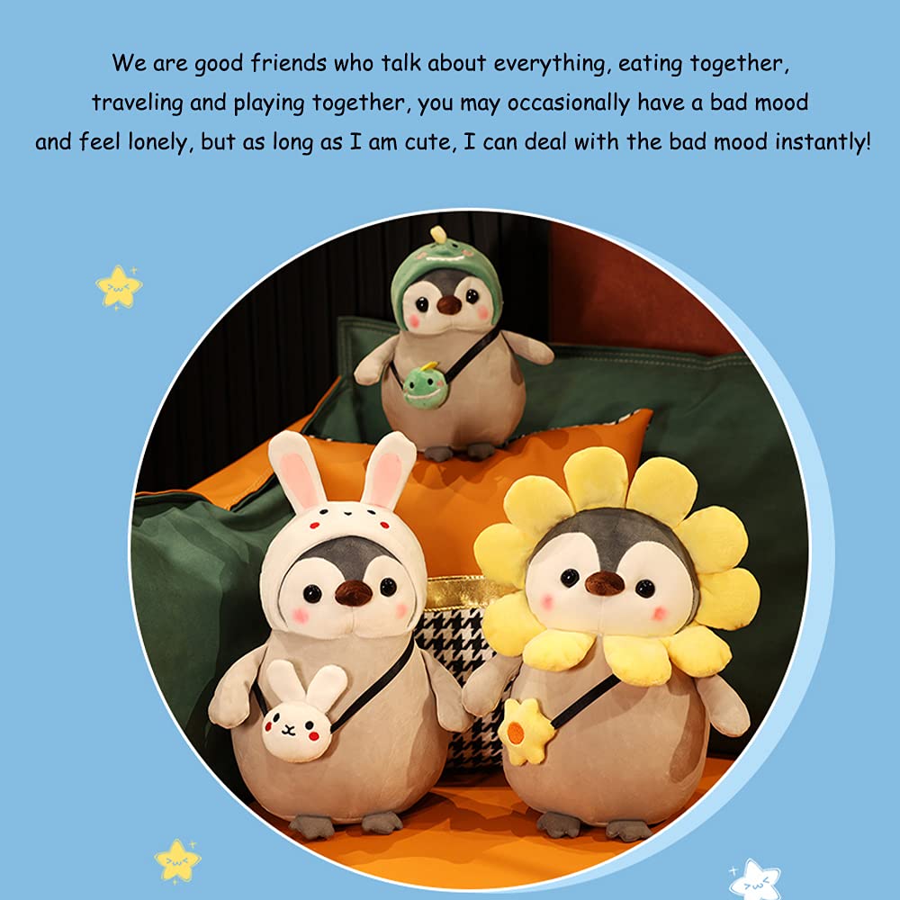 NC Seyomi Cute Penguin Dinosaur Plush Stuffed Animal Penguin Plushies with Dinosaur Outfit,Gifts for Kids(10 inches)