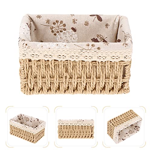 Veemoon . Snacks Makeup Bowls Seagrass Cloth Candy Books Tabletop Inch Food Office Shelves Holder Organizer Storage Wooden M Baskets Bin Snack Rectangular Baskets, Woven Cosmetics Liner