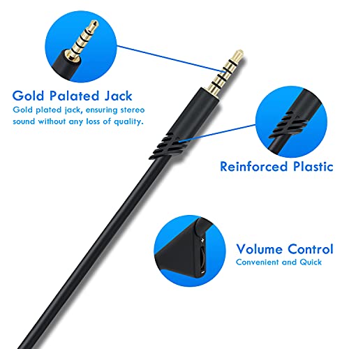 Tolesum 6.5 Feet Replacement Headset Cable with Volume Control for Astro A40/ A30/ A10, 2M Audio Extension Cord Compatible with PS5/ PS4/ Xbox One/Xbox Series S&X - Black