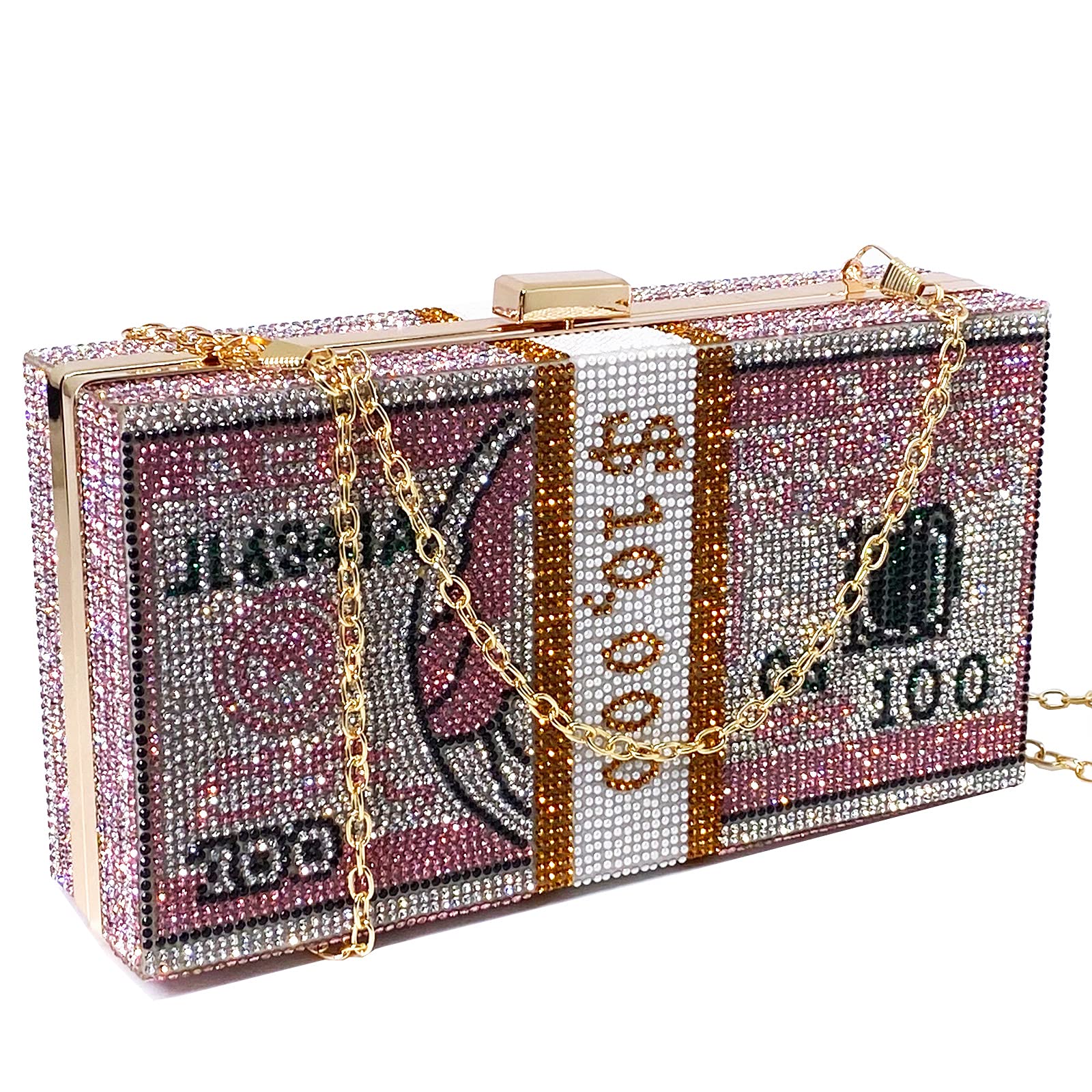 Beilaidisi Womens Evening Bags Dollar Money Clutch Purse Rhinestone Glitter Crossbody Shoulder Bag Large