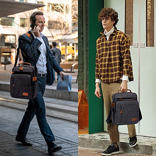 ESTARER Mens Messenger 13.3 inch Laptop Bag, Water-resistant Canvas Computer Briefcase Satchel Work Shoulder Bag Purse