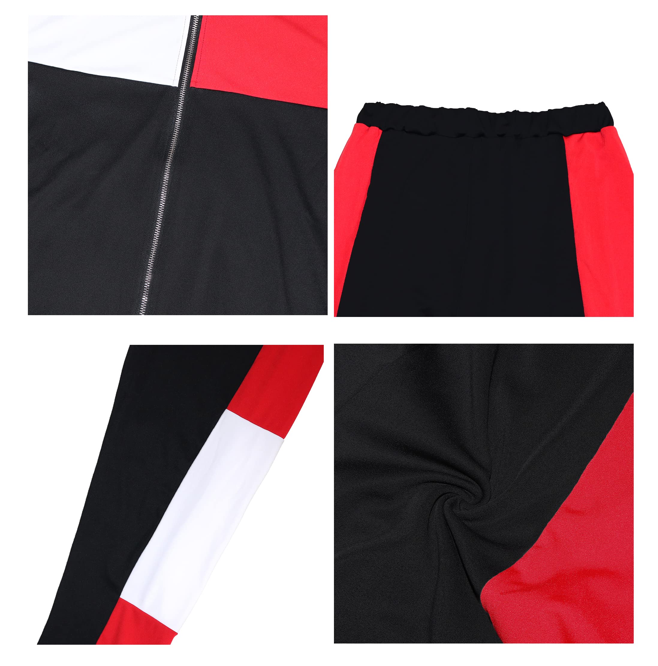 Bluewolfsea Plus Size Tracksuit for Women Set Color Block Striped Long Sleeve Zipper Jacket and Pants Set Sweatsuits XX-Large Black