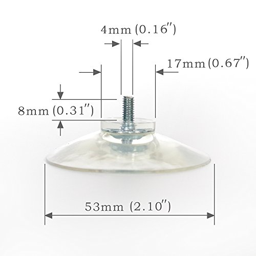 M4 Diameter 5.3 CM Strong Transparent Screw Suction Cup Hook 5 Piece/Pack,Cap Nut,(Recommended)