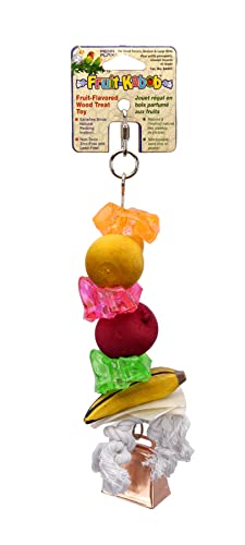 Penn-Plax Bird-Life Fruit Kabob Bird Toy with Bell β Various Textures, Materials, and Colors β Great for African Greys, Medium Birds, and Small Parrots β Large