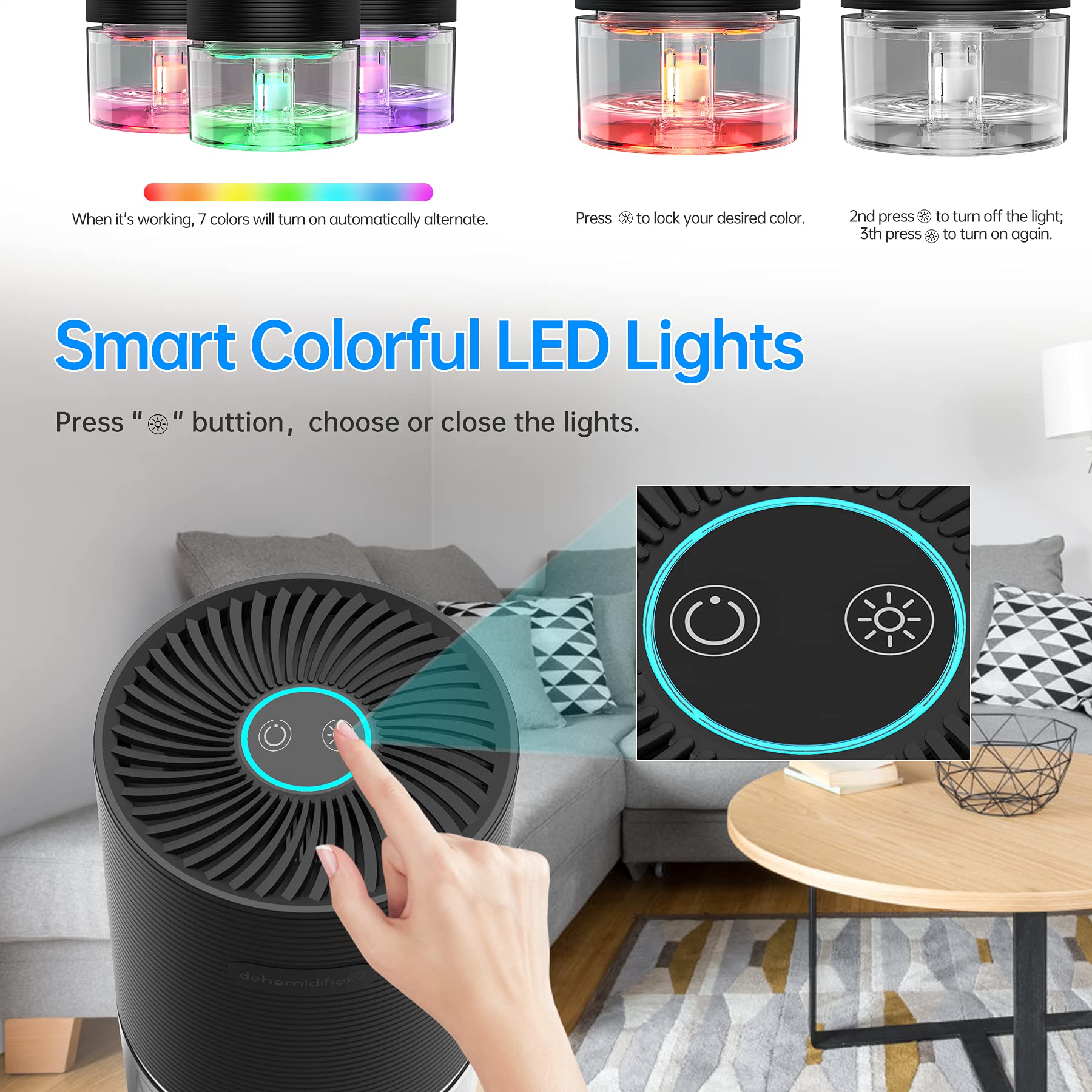 KIoudic Dehumidifier 2300 Cubic Feet (218 sq ft) Mini Dehumidifier for Damp Portable and Ultra Quiet Small Dehumidifier With Visual Water Tank for Basements, Home, Bedroom, Wardrobe Use