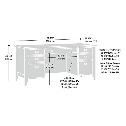 Sauder Shoal Creek Executive Desk, L: 65.12" x W: 29.29" x H: 30.55", Jamocha Wood finish