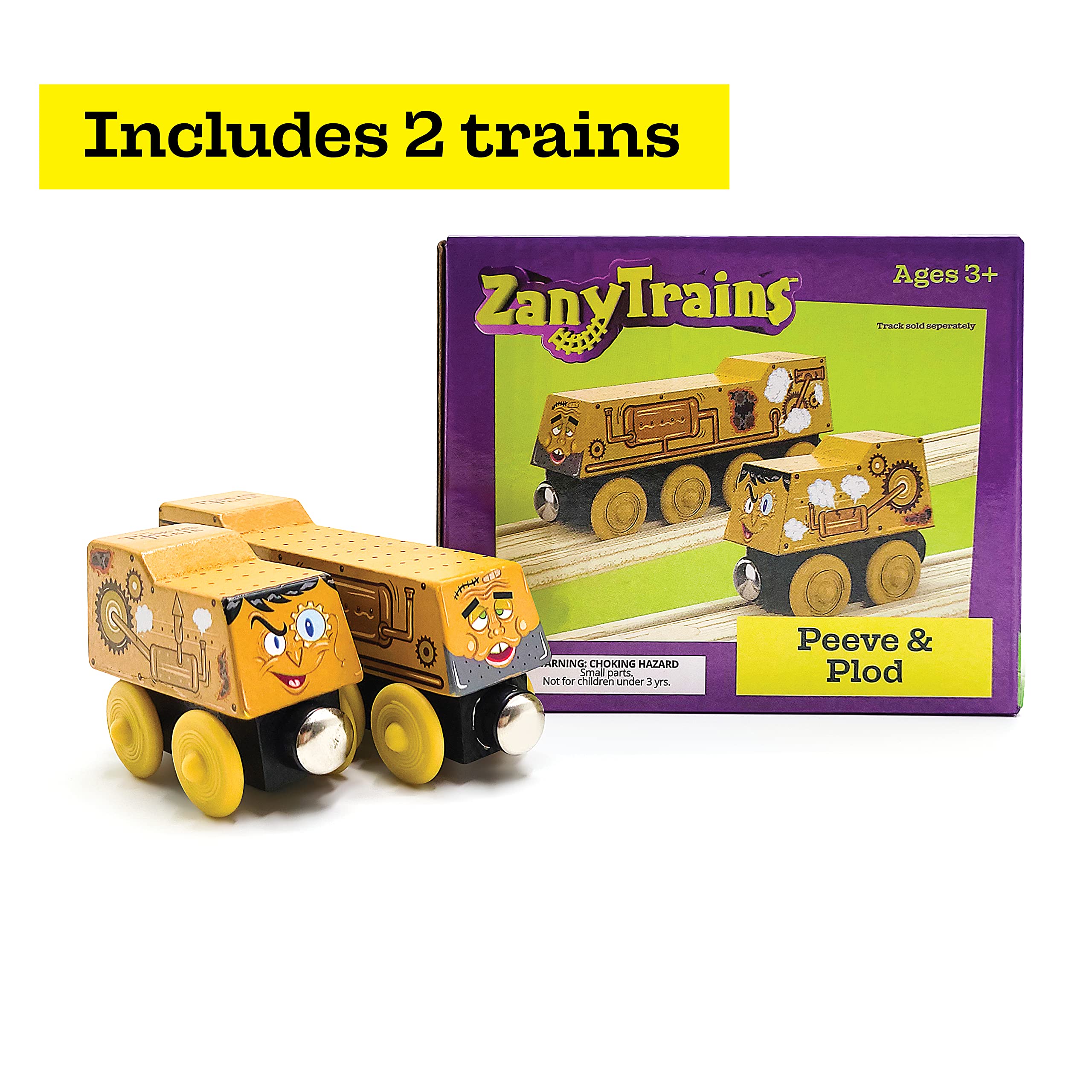 Zany Trains Series 1 - Wooden Train Set with Cargo - Compatible with All Wooden Train Sets - Wooden Train Cars (The Pesky Pests)