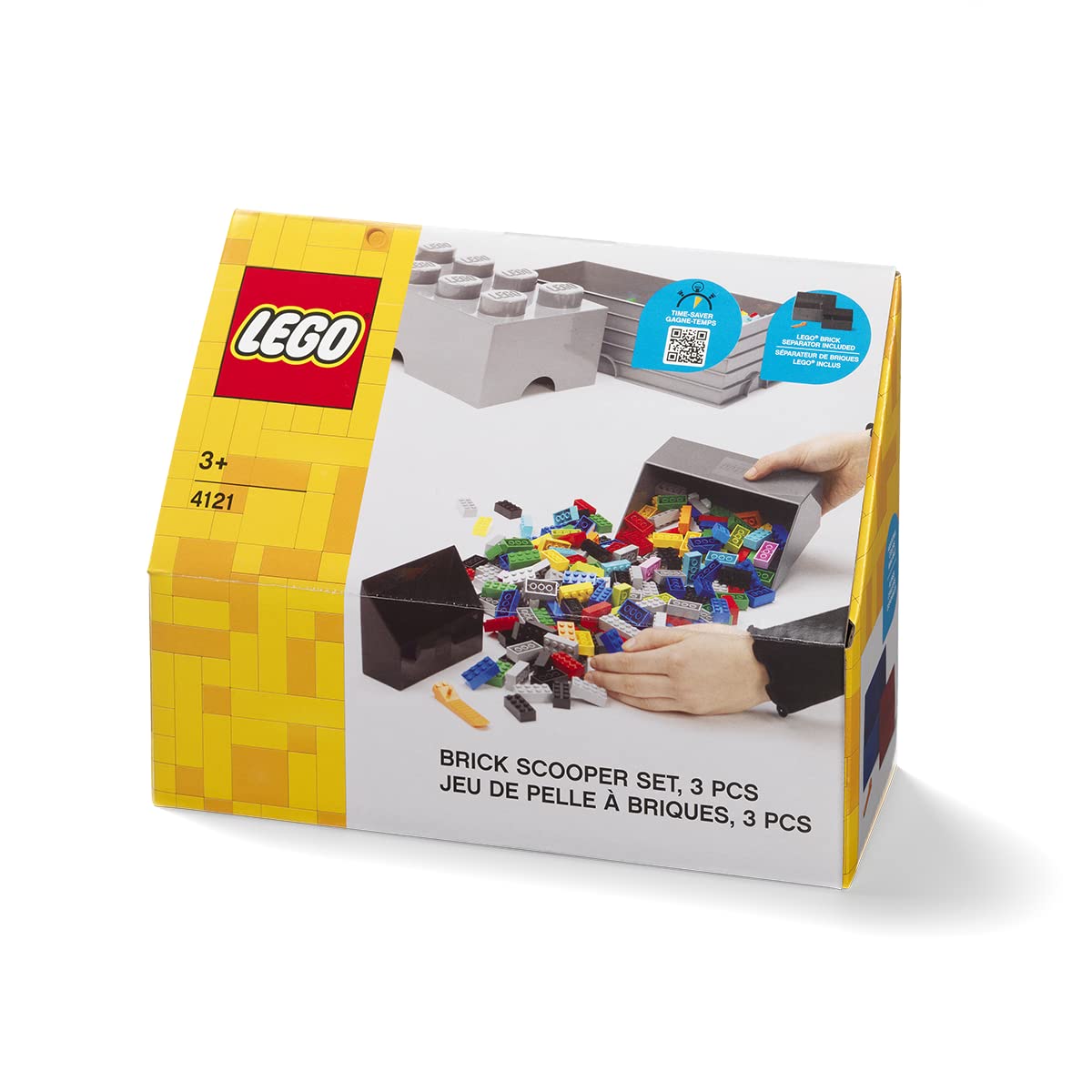 Room Copenhagen LEGO Brick Scooper Set - Easy Clean Up for Building Blocks and Other Toys - 1 Large Dark Stone Gray Scoop 7.63 x 5.19in and 1 Small Black Scoop 5.07 x 3.46in - Includes Brick Separator