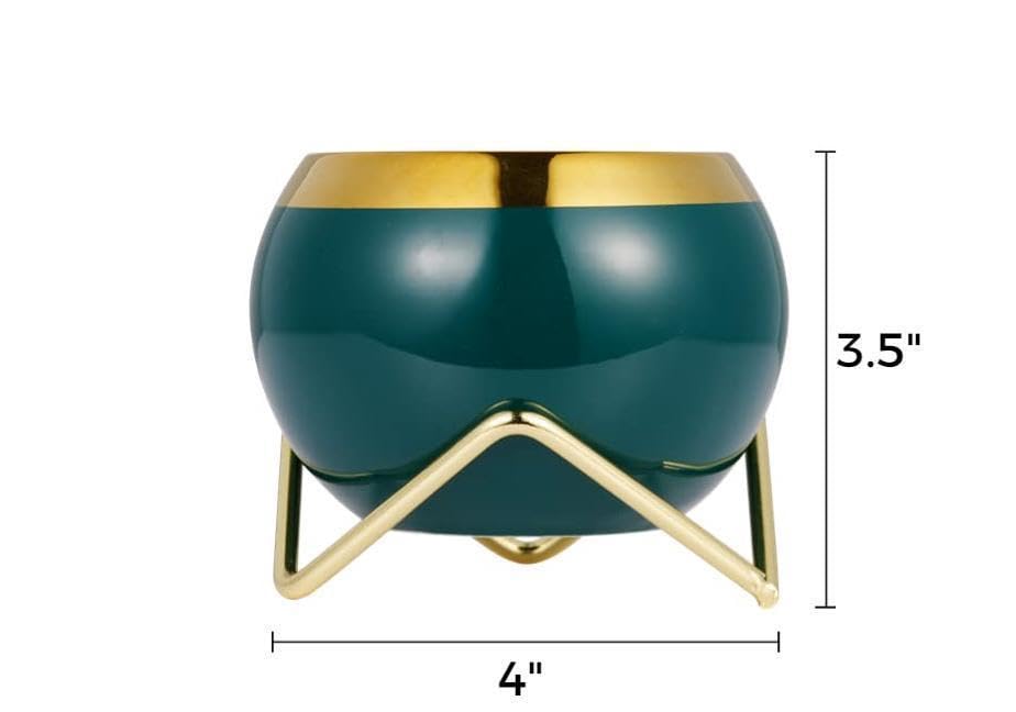 BATTIPAW 3PCS Air Plant Holders | Unique Large Ceramic Plant Pots w/ Metal Stand for Cacti & Succulents
