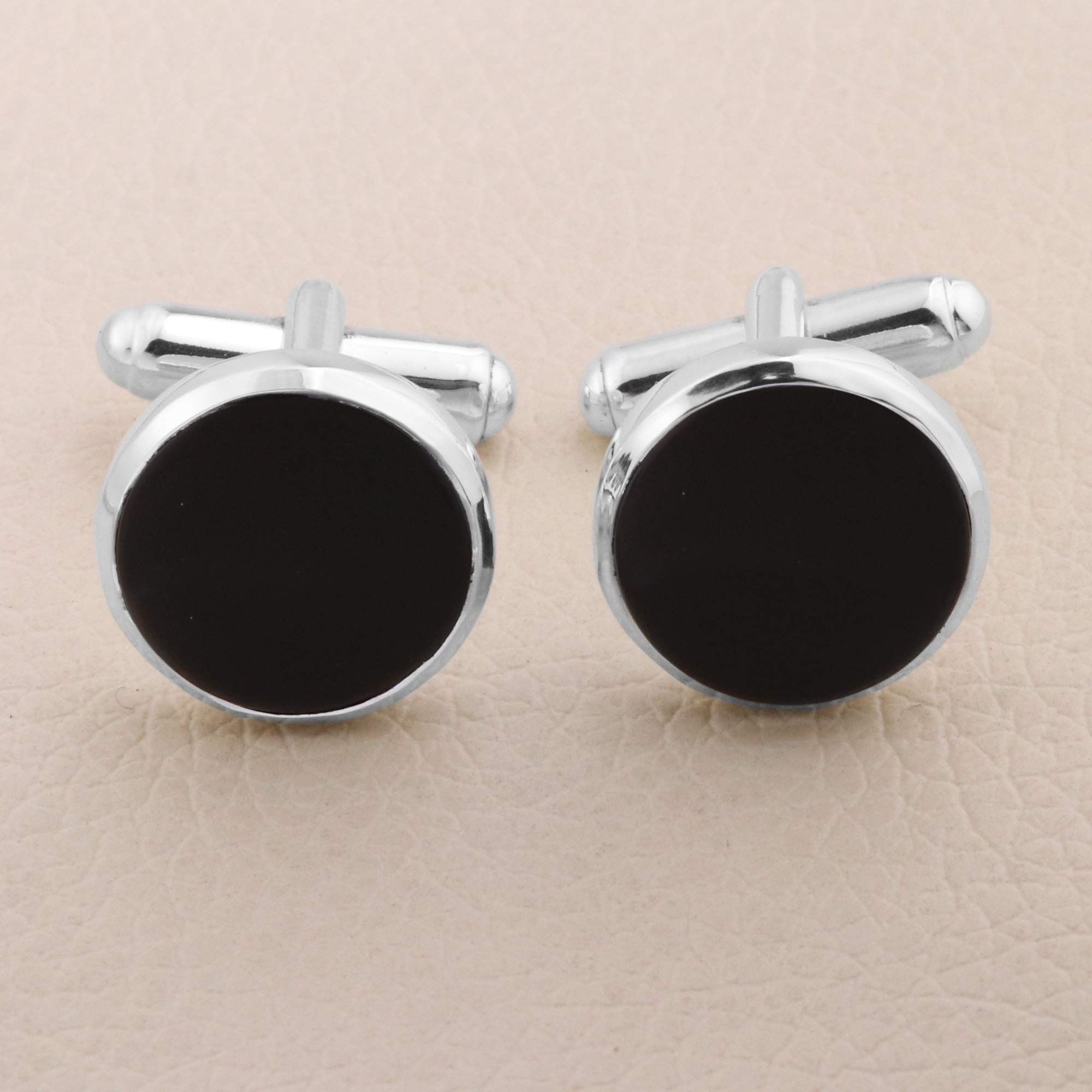 Black Onyx Cufflinks Onyx Cufflinks Onyx Shirt Studs Silver Onyx Cufflinks Onyx Tuxedo Studs Handmade Cufflinks Gemstone Black Onyx Round Shape 14X14mm Cufflinks For Men's (Silver)