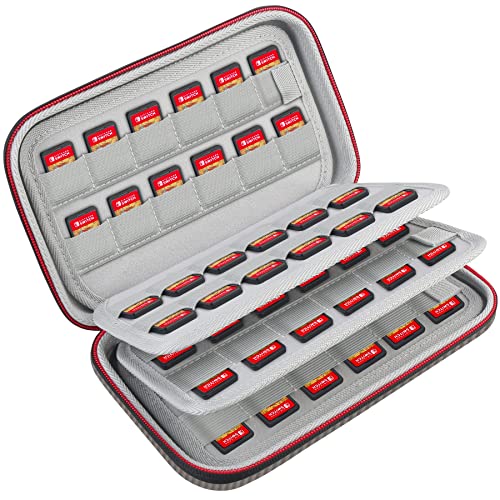 BOVKE 96 Game Card Storage Case for Nintendo Switch & Switch OLED Games Cards or PS Vita Games or SD Cards, Portable Switch Game Cartridge Holder Hard Shell Travel Pouch Case Home Safekeeping, Black