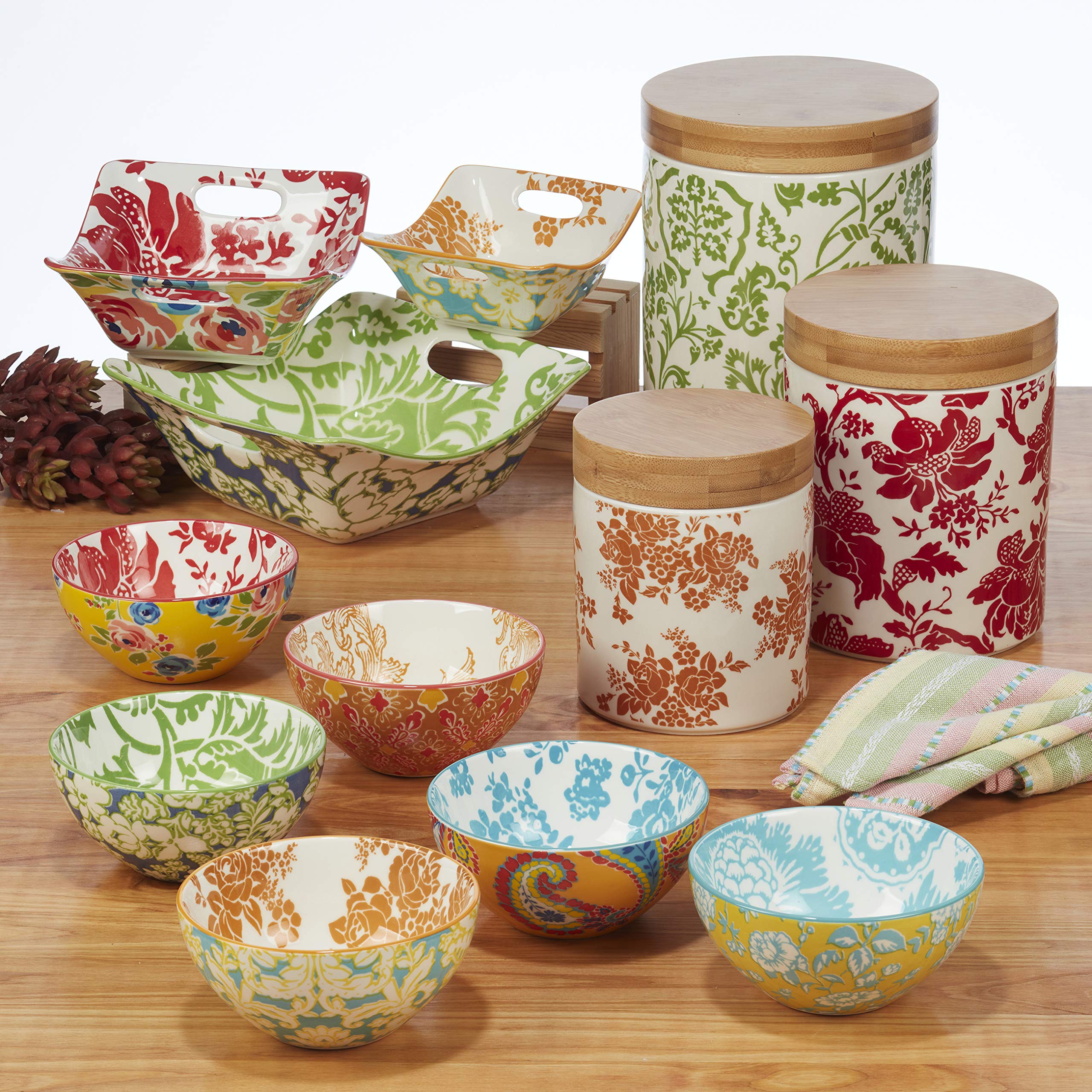 Certified International Damask Floral 14 oz. Mugs, Set of 6 Assorted Designs,