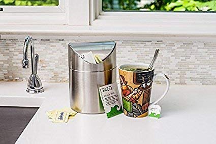 ZHOUWHJJ Mini Countertop Brushed Stainless Steel Swing Lid Trash Can Set, Come with Trash Bag, 1.5 L / 0.40 Gal, Multiple Color Options, Silver