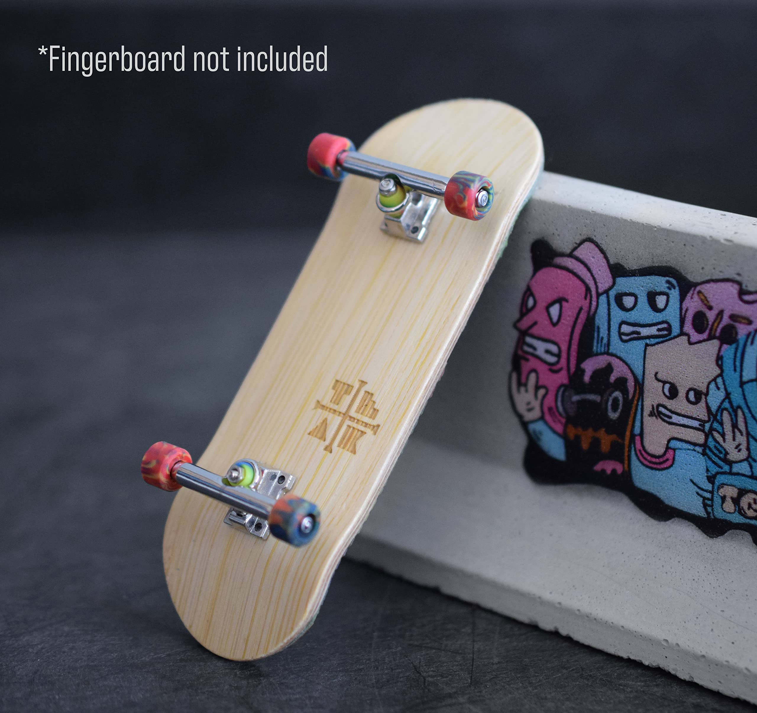 Teak Tuning Apex 61D Urethane Fingerboard Wheels - Mini Shorty Shape, 6.6mm Diameter - ABEC-9 Stealth Bearings - Made in The USA - Tie Dye Swirl Colorway