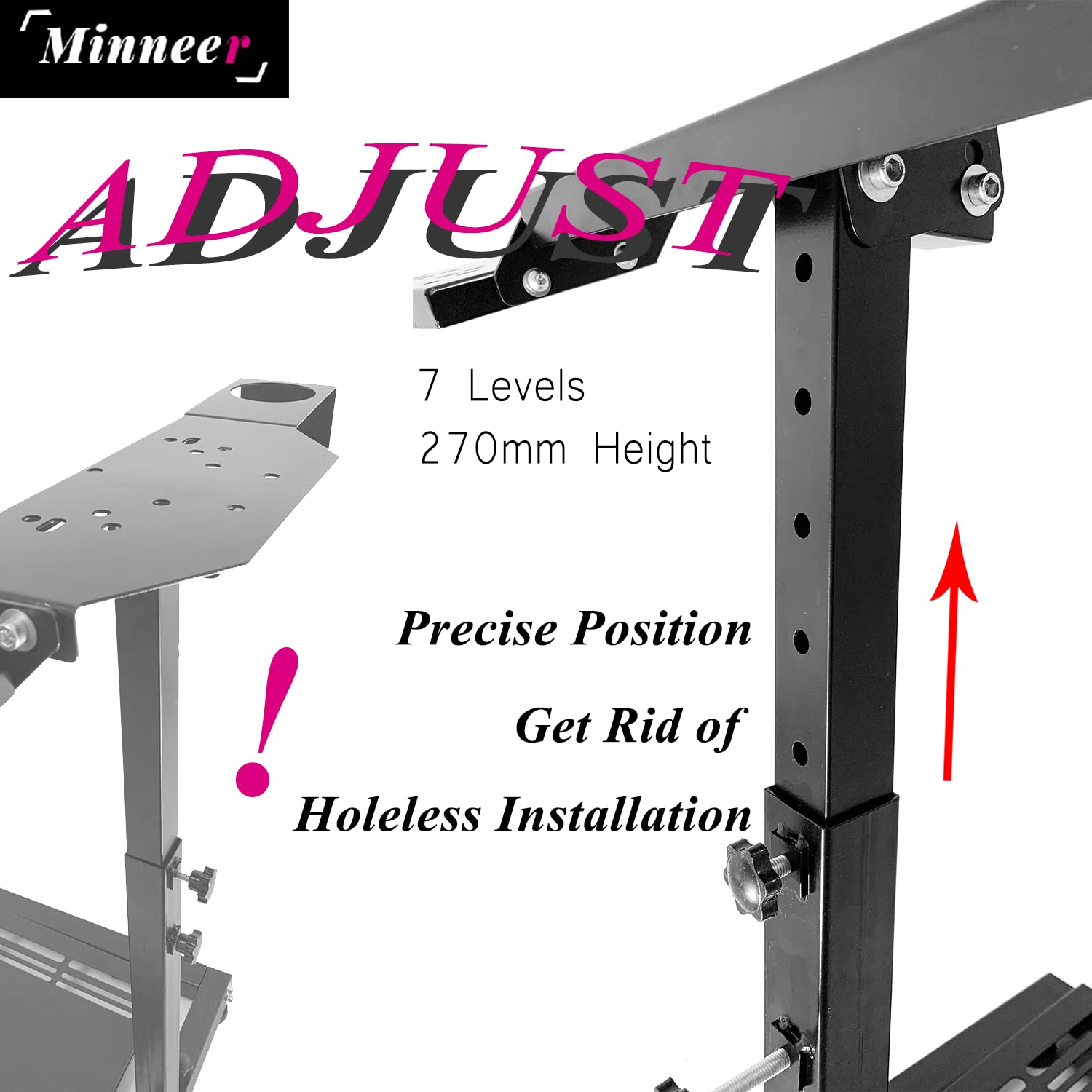 Minneer Wheel Cockpit PRO Steering Racing Wheel Stand Compatible with Lgitech G25, G27, G29, G920 Folding Gaming Compact Race Sim Cockpit, Wheel and Pedals NOT Included.