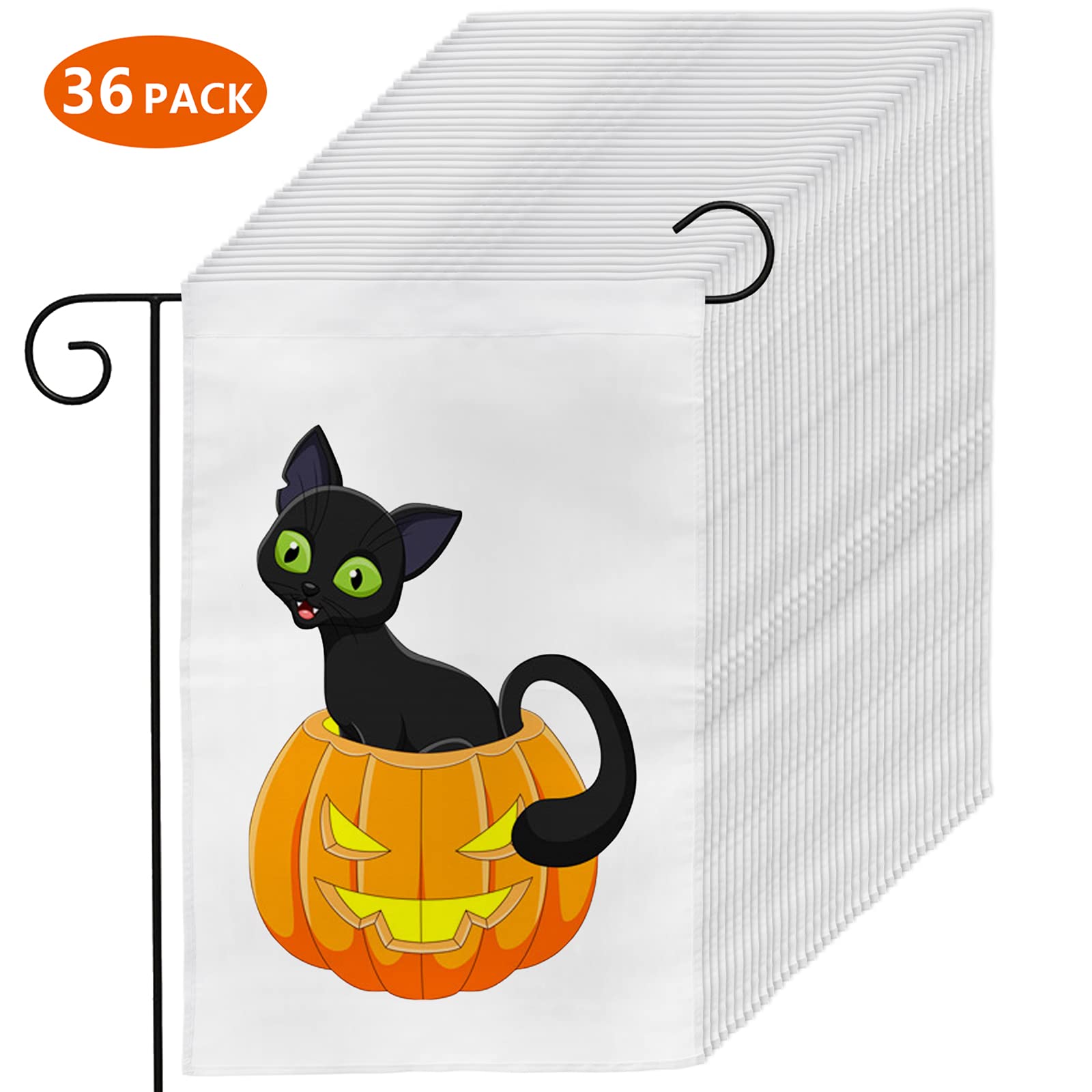 DEAYOU 36 Pack Blank Garden Flags, 12" x 18" DIY Sublimation Flags, Polyester Plain White Lawn Flags Banners for Decoration, Indoor, Outdoor, Courtyard, Party, Home, School