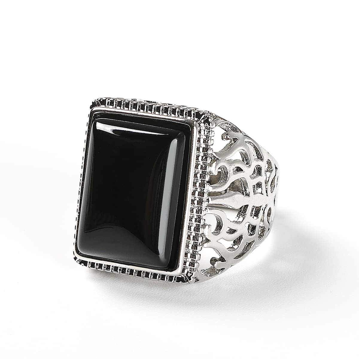 Black Onyx Rings for Women Men,925 Sterling Silver Handmade Ring