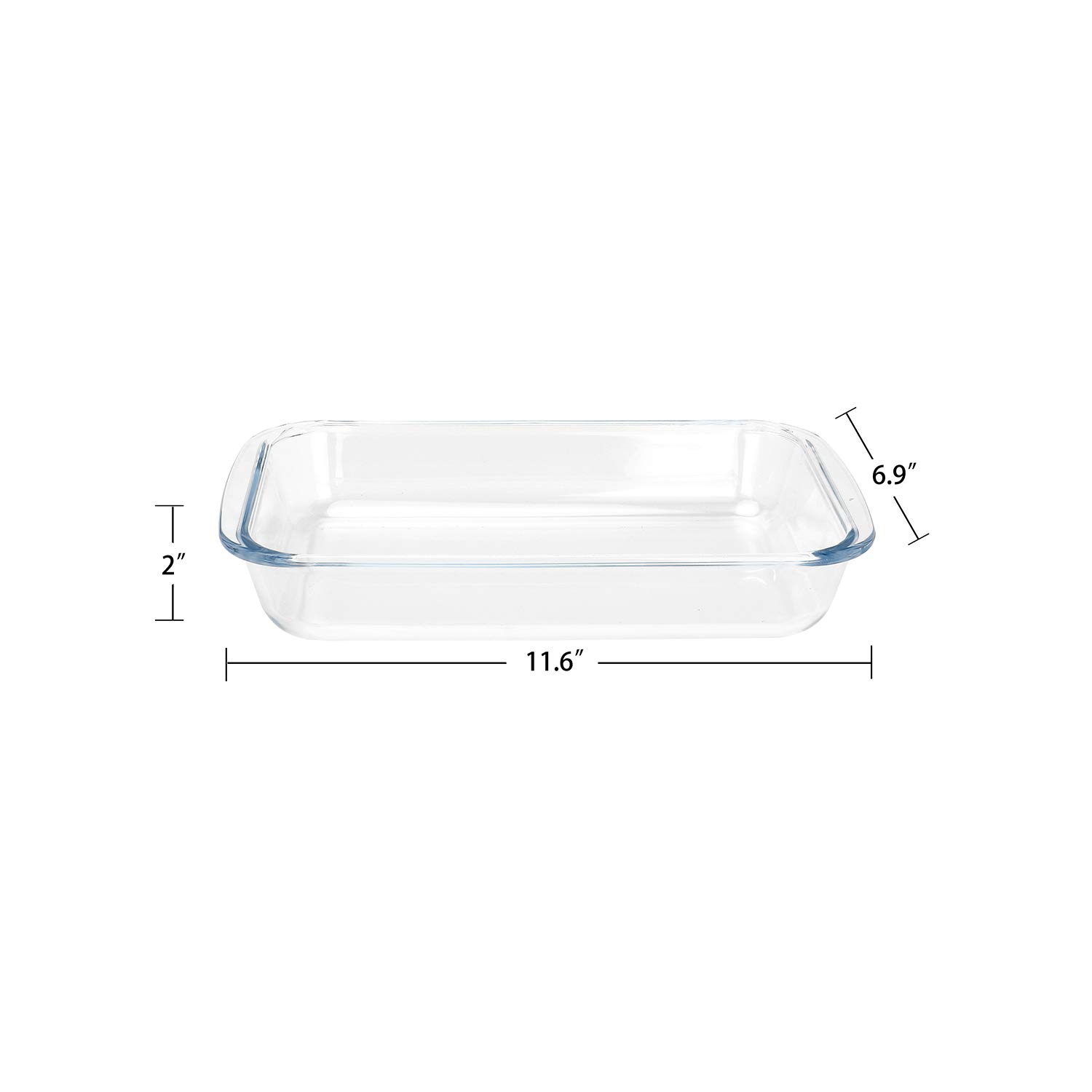 FOYO Basics Tempered Glass Baking Dish, 1.6 Quart Clear Oblong Dish Set, Casserole Dish Cooking Oven Bake