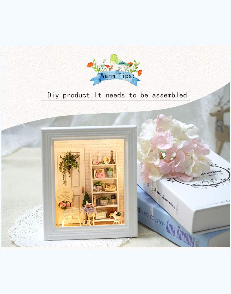 Kisoy Romantic and Cute Dollhouse Miniature DIY House Kit Creative Room Perfect DIY Gift for Friends,Lovers and Families(Sunny Dorm)