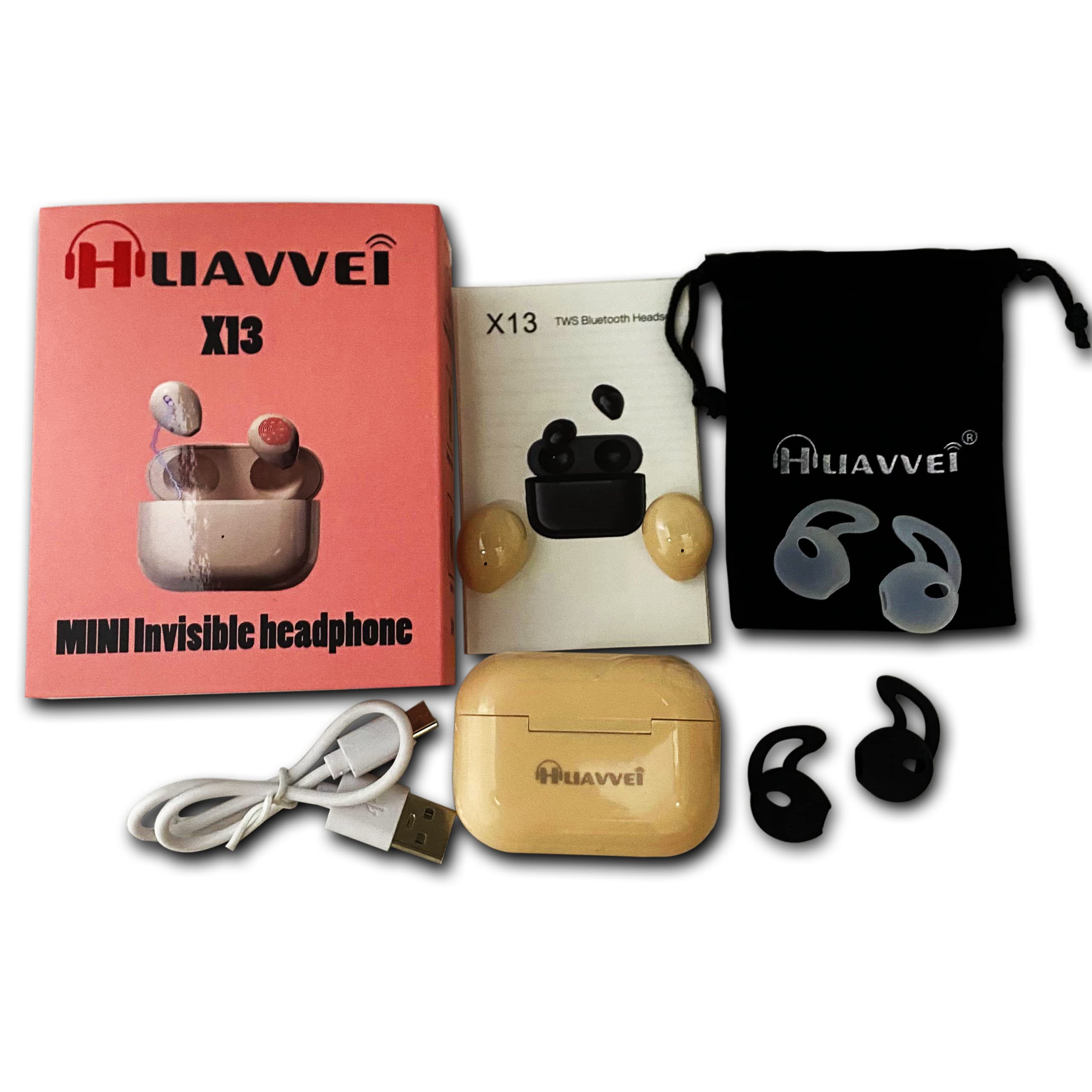 Hliavvei X13 Bluetooth Headset 5.1,Mini Invisible Headset, Bluetooth V5.1,Wireless Headset, Charging Case,Smart Touch,Microphone Talk,Super Battery Life,IPX5 Waterproof, in-Ear,Invisible earplug