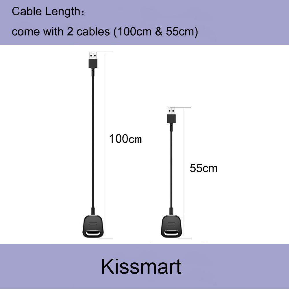 Kissmart Charger for Fitbit Charge 4/Charge 3, Charging Cable Cord for Fitbit Charge 4/3 Smart Wristband (2Pack, 1.8ft & 3.3ft)