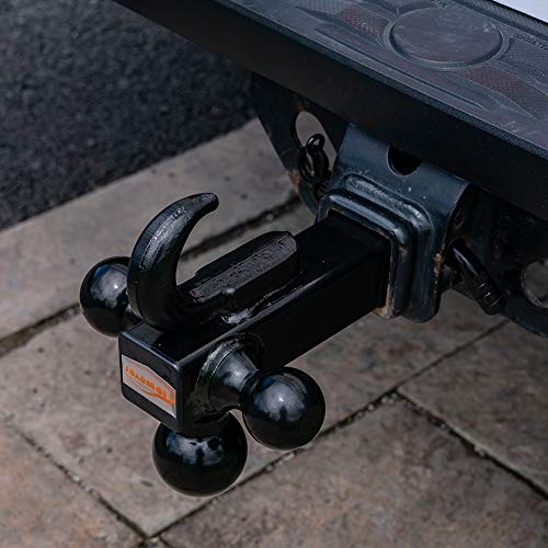 Towever 84181 Class 3/4 Trailer Hitch Tri Ball Mount with Hook (Black, Hollow Shank), for Pickup Truck Tow Hitch Receiver