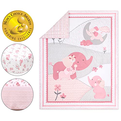 The Peanutshell Pink Elephant Crib Bedding Sets (3 Piece Crib Set)