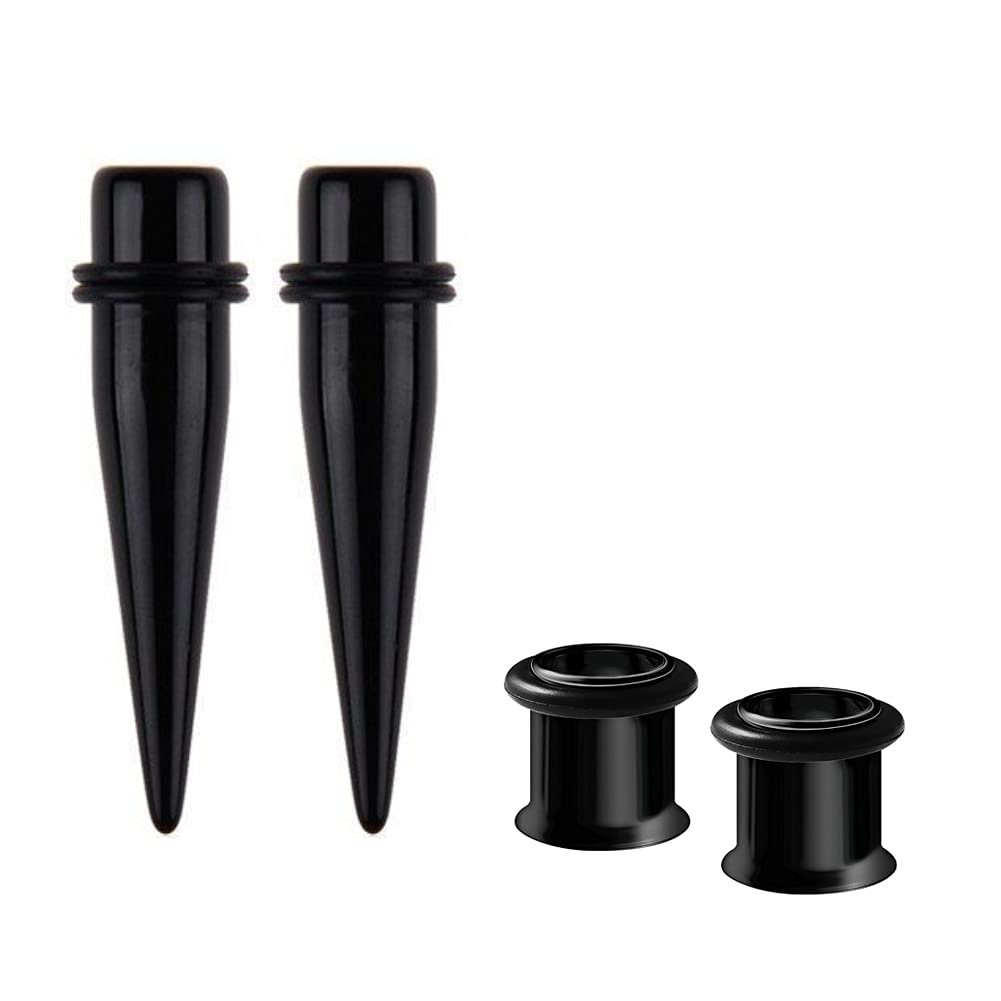 Bngukju Body Piercing Jewelry 1 Gauge Ear Stretching Kit 2 Acrylic Tapers & 2 Steel Tunnels 1G - 7mm