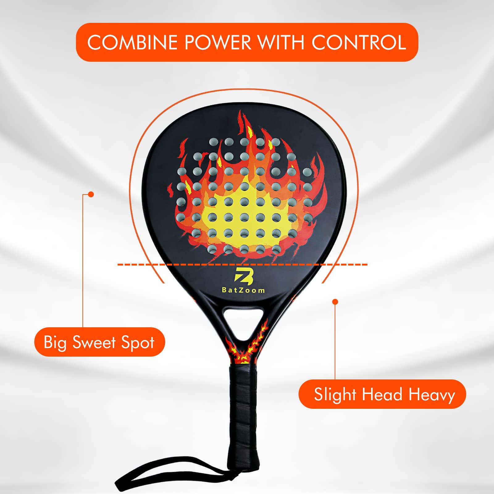 BatZoom Padel Racket with Bag, Powerful Carbon Pop Tennis Paddle Racket, Heart Shape