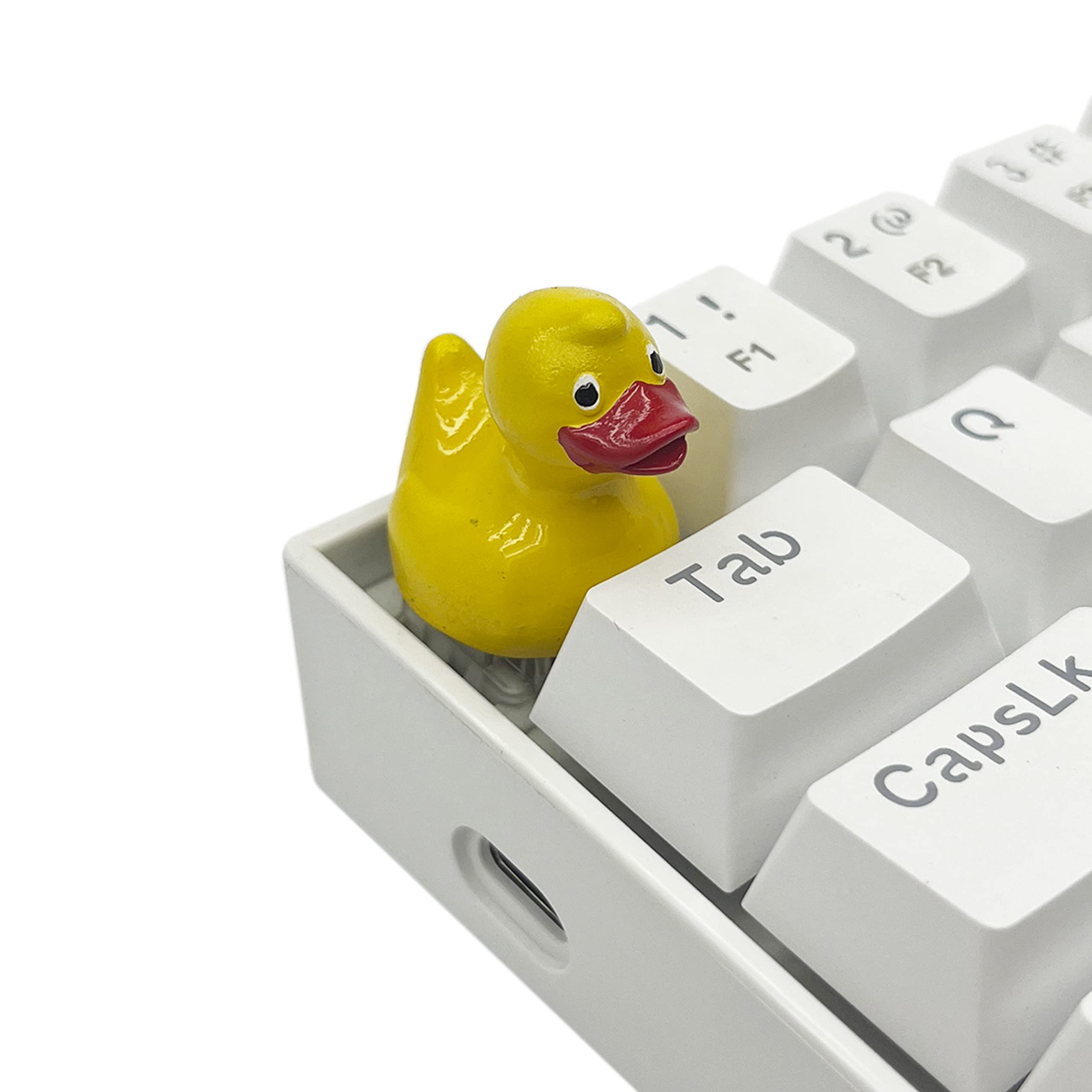 Custom Keycap for Mechanical Gaming Keyboard - Design Cute Duck - Artisan Cherry MX Made in Resin with Universal Compatibility - Unique Gift Idea, Yellow