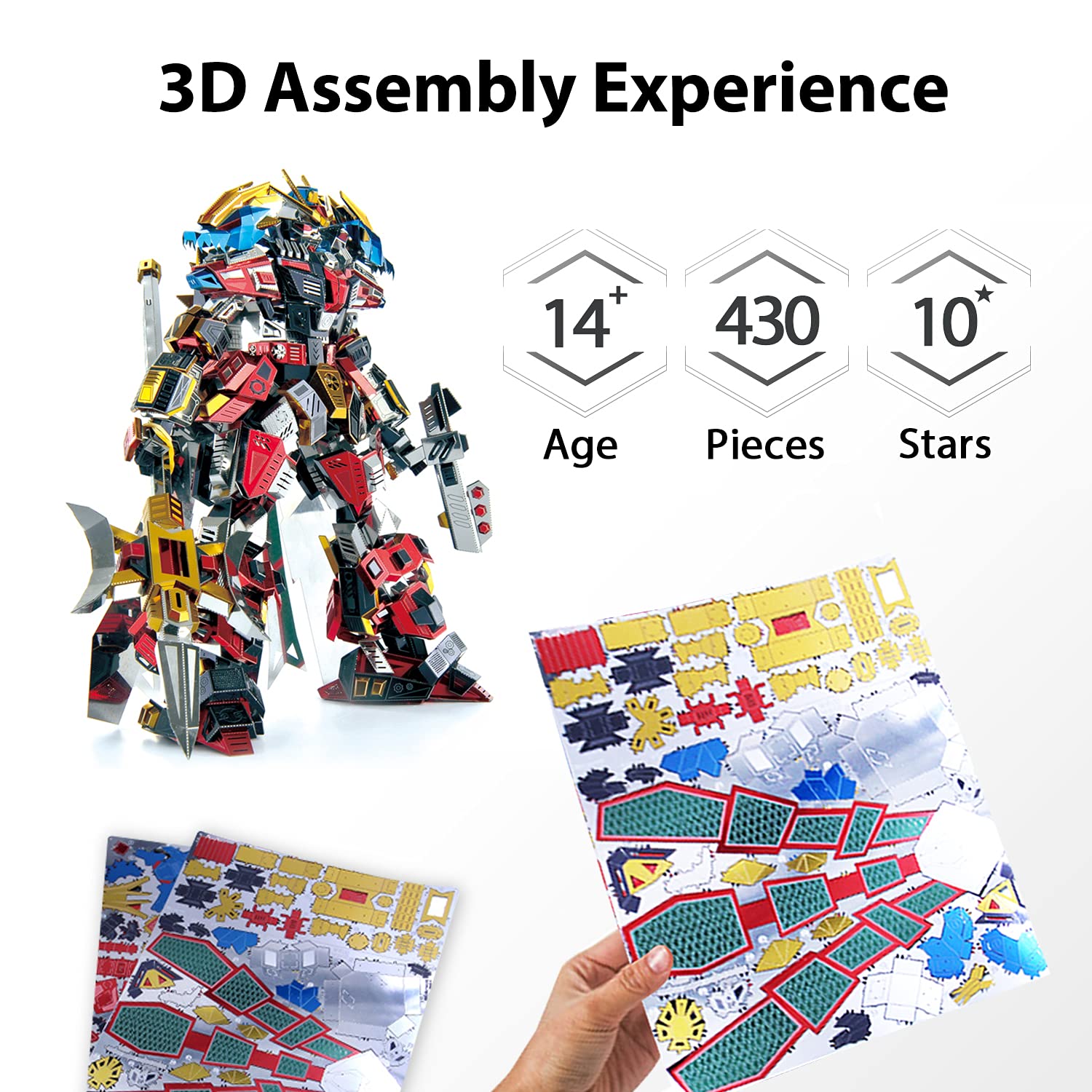 Microworld 3D Metal Model Kits, Lyu Bu 3D Metal Puzzle Mechanical Soldier Figure Warrior, Challenge Metal Earth Model Kits Jigsaw Brain Teaser DIY Art Craft Puzzles for Adults Men Boys