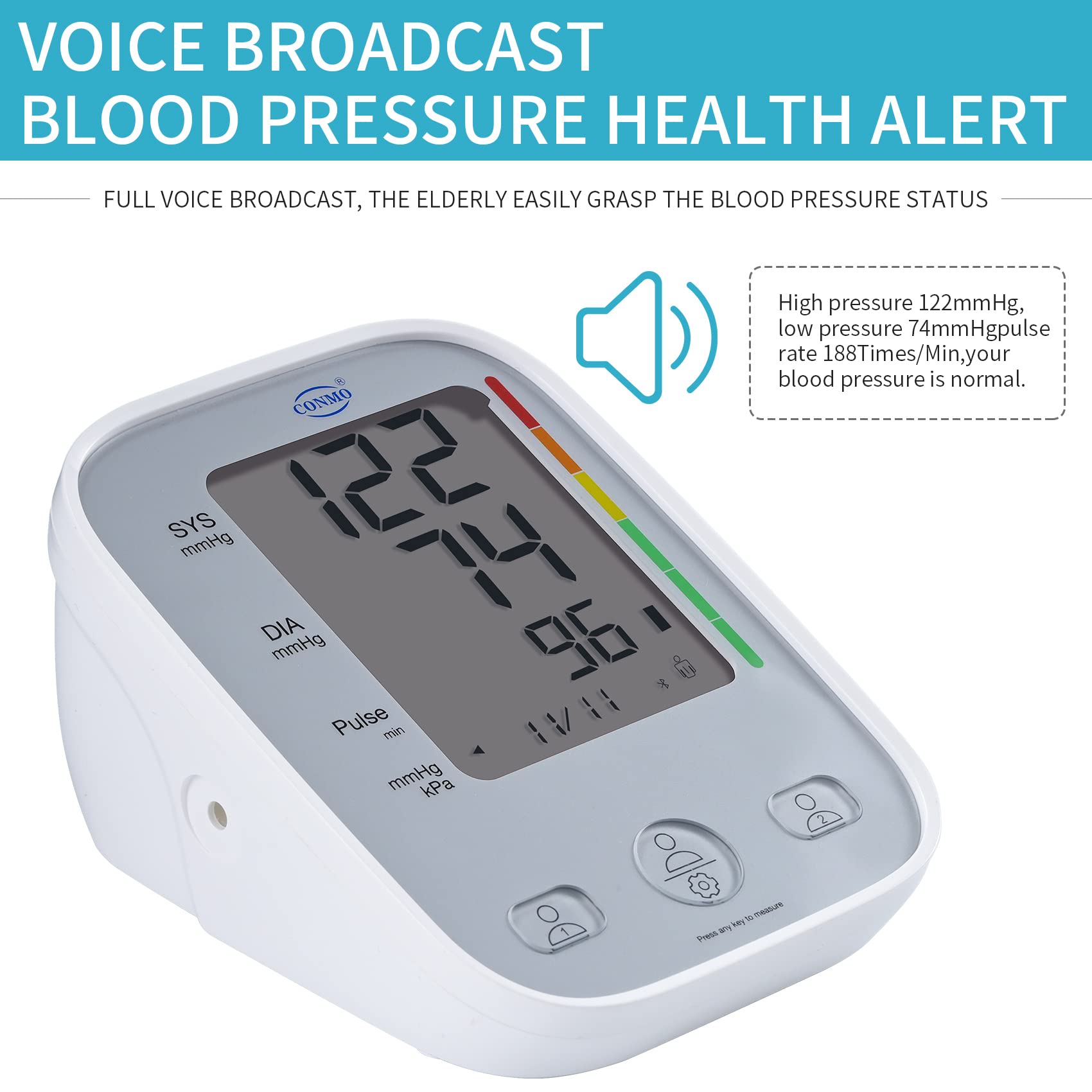 Bluetooth Blood Pressure Monitor,BangShuai Bp Machine Digital Smart Automatic High Bp Cuff, Upper Arm Large Cuff for Home Use,Accurate and Sharing in APP,Large Display,180 Readings for Two Users