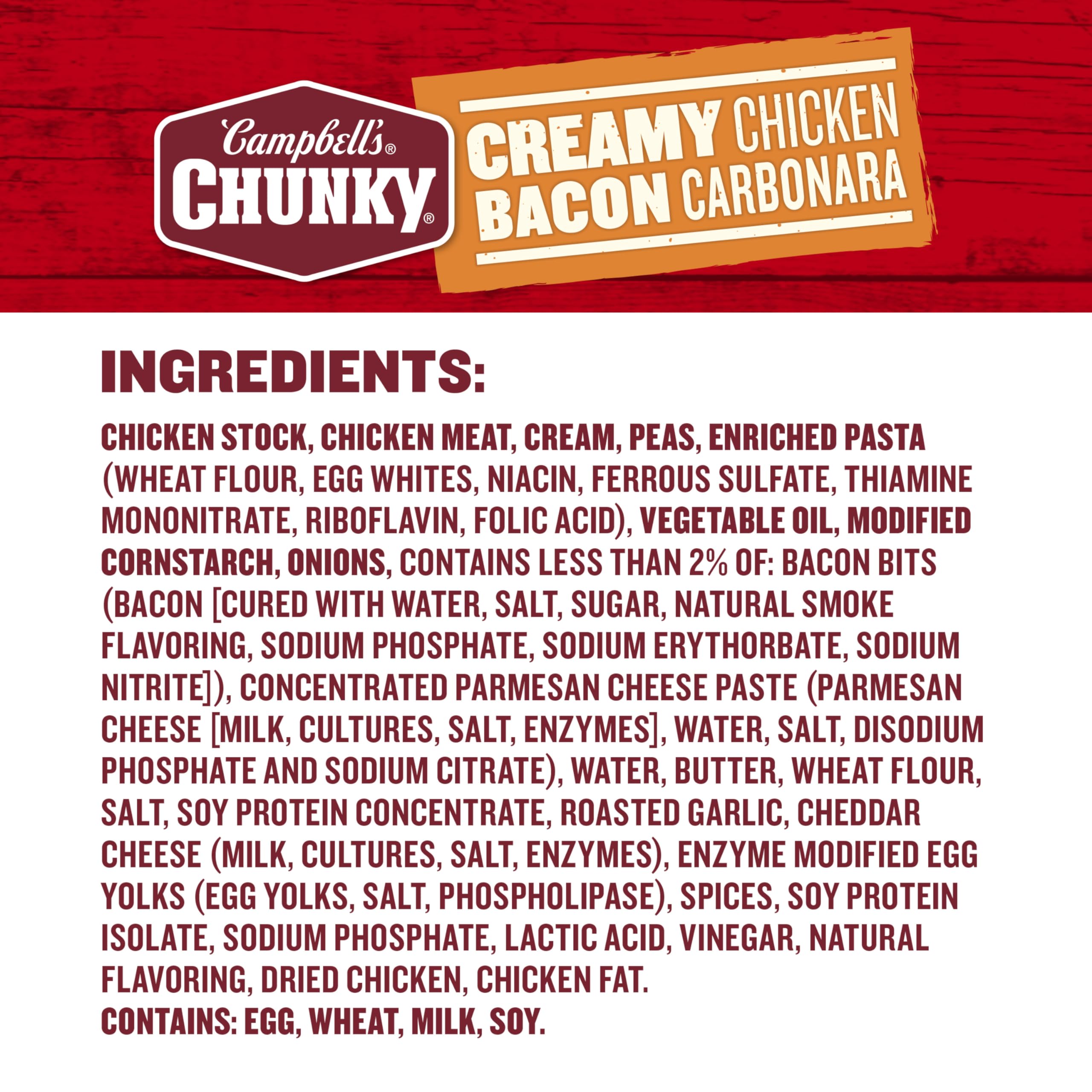Campbellās Chunky Soup, Creamy Chicken Bacon Carbonara Soup, 18.8 oz Can