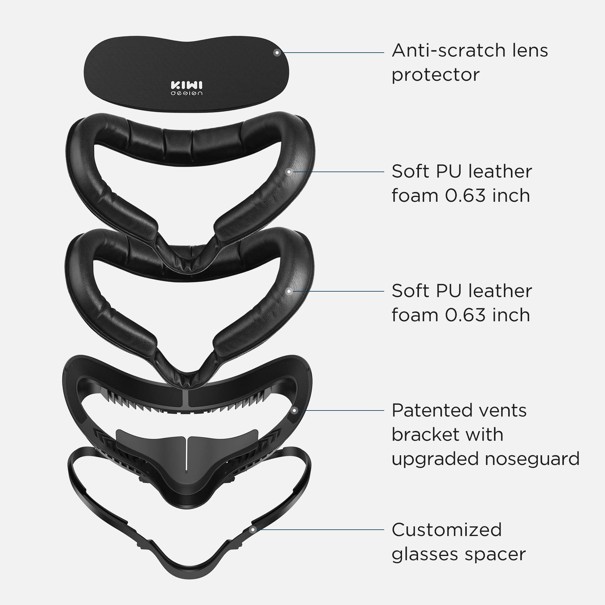 KIWI design Hard Protective Carry Case and Fitness Facial Interface Accessories