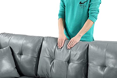 EMKK Variable Bed Sofa Living Room Folding Sectional Sofa with Reversible Chaise Lounge, Upholstered L-Shaped Couch with Two Cup Holders 2 Pillows for Office Apartment Large Space Furniture Sets