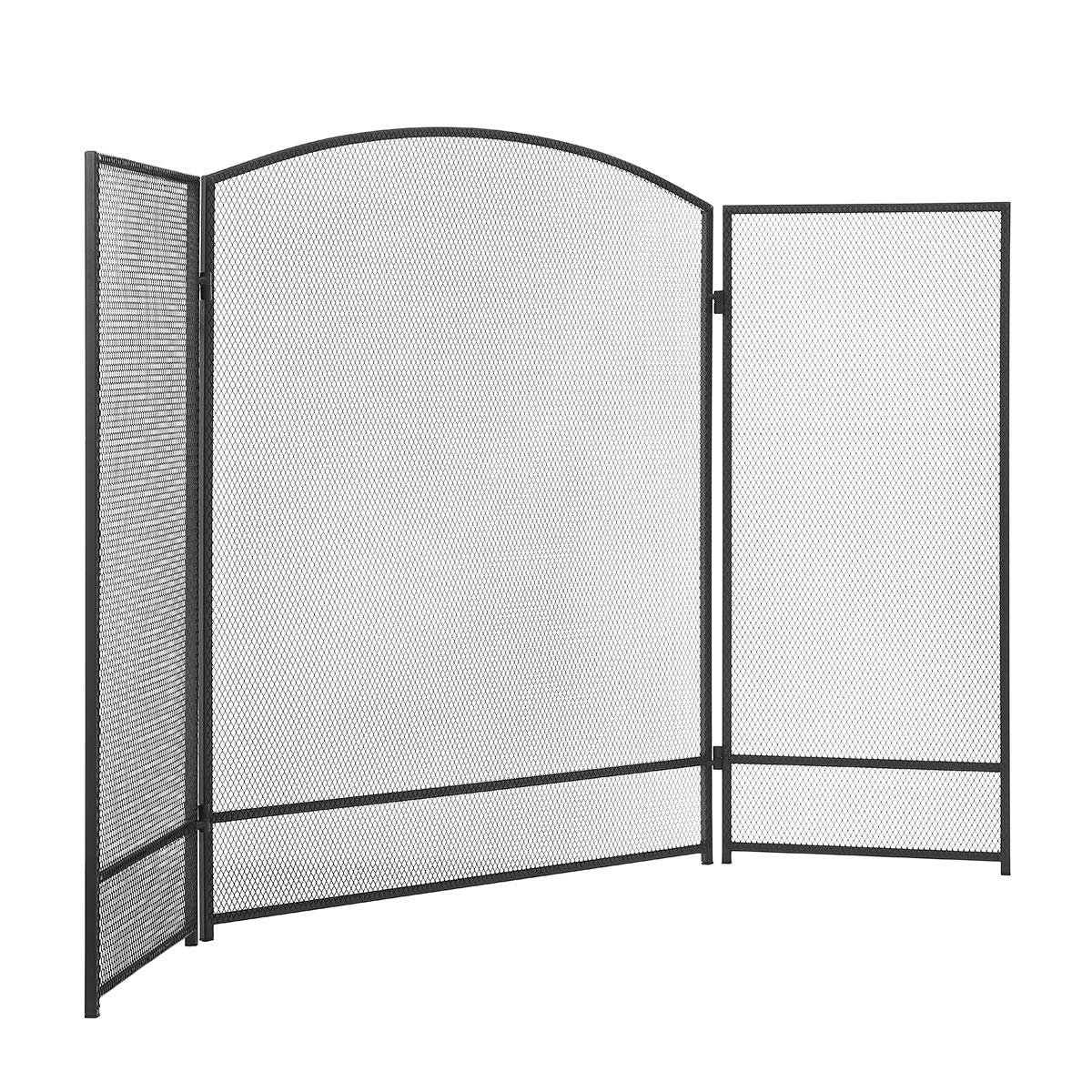 Barton 40x30 Fireplace Screen Black Mesh 3 Panel Fire Door Freestanding Cover Decorative Spark Guard Gate Grate
