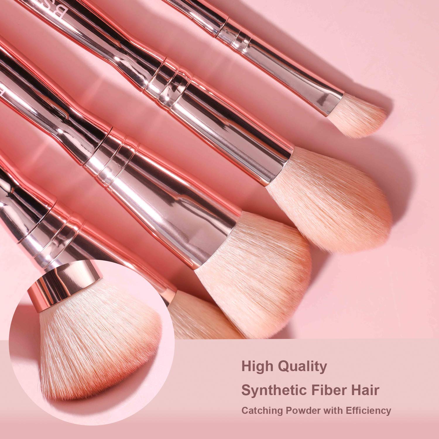 BS-MALL Makeup Brush Set 12 Pcs Premium Synthetic Foundation Powder Concealers Eye shadows Blush Makeup Brushes Lip Cosmetic Brushes( Rose)