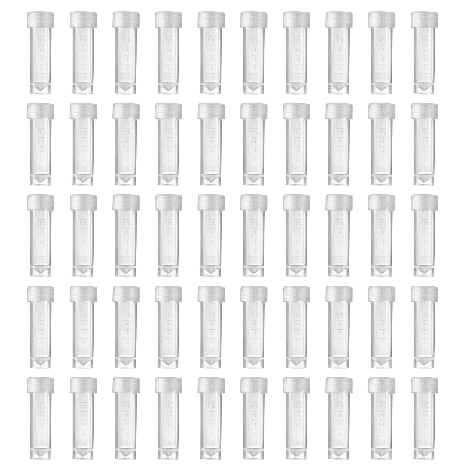 Eowpower 50 Pieces 5 ml Plastic Sample Bottle Vial Storage Container for Laboratory Lab