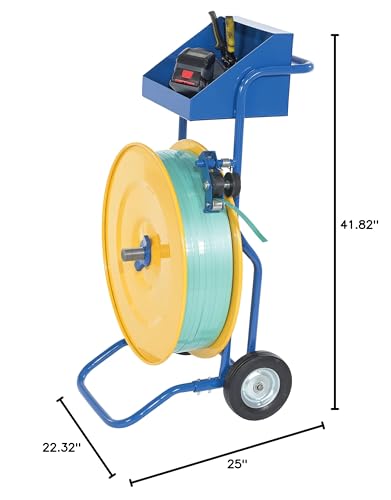 Vestil STRAP-PS-HD Steel Strapping Cart with Powder Coat Finish, 24-7/8" Width, 43" Height, 20-1/2" Depth