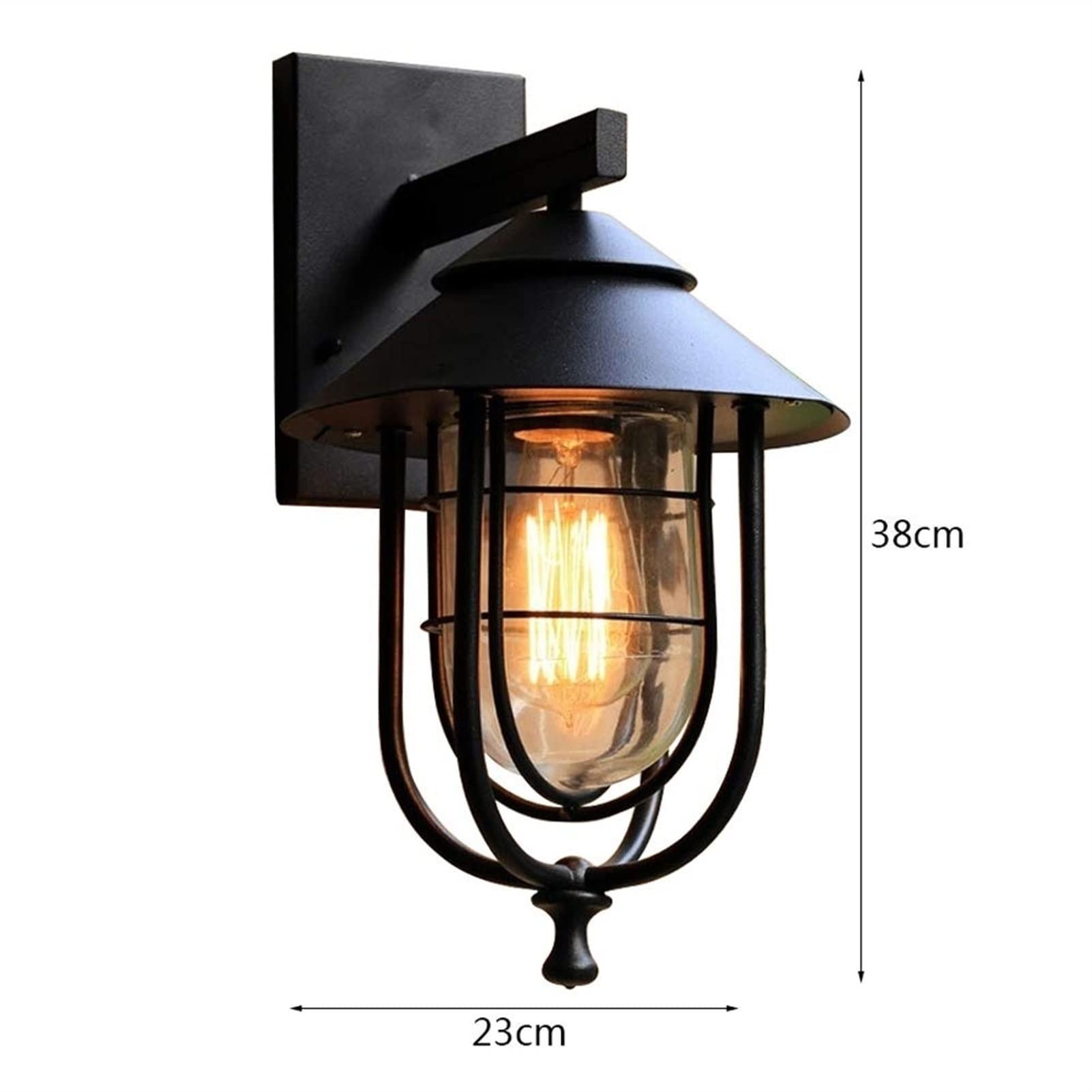 Zziyj Terrace Balcony Exterior Bracket Lamp Sconces Mediterranean Glass Wall Light for Outdoor Garden Home Decoration E27 Door Post Lantern