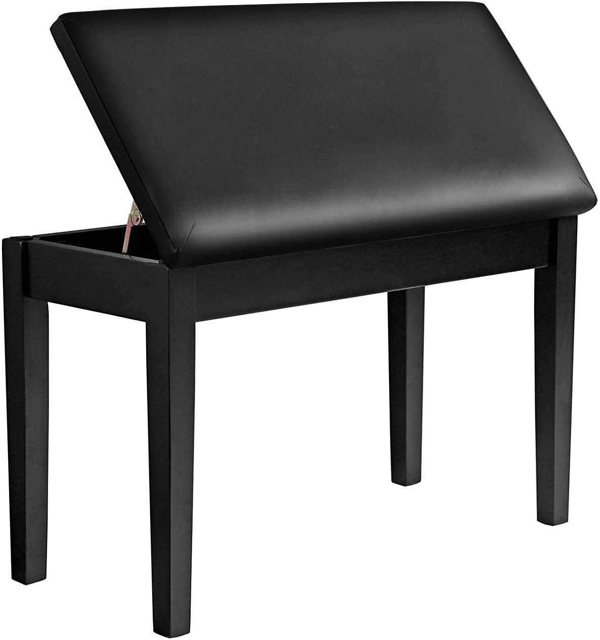 GOFLAME Duet Piano Bench, Black, PU Leather, Solid Wood Construction, Hidden Music Storage, 360 lbs Load Capacity, 29.5" x 14" x 19.5"