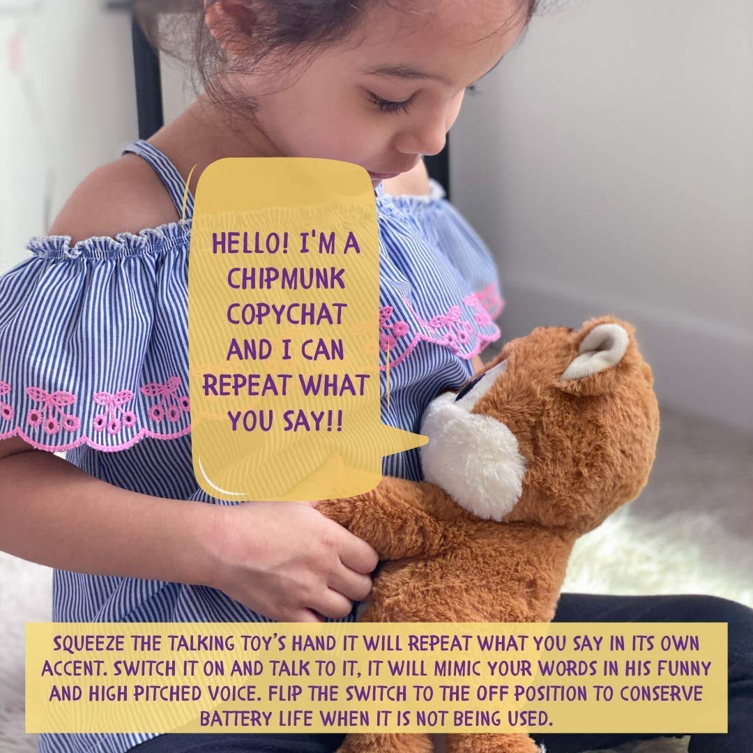 Mighty Mojo Talk Back Plush - Repeats What You Say Super Fast, Mimicry Electronic Record, Talk Back Toy for Kids, Perfect Early Learning Gift (Mouse)