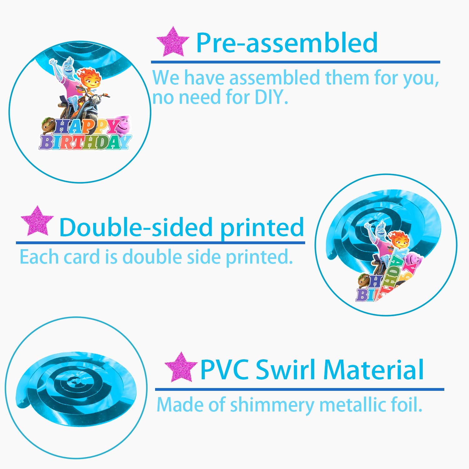 brupthay Elemental Party Decorations Hanging Swirls, Elemental Birthday Party Supplies Foil Ceiling Swirls Streams Elemental Birthday Decorations, Animation Movie Elemental Birthday Decors