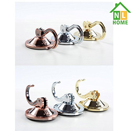 NL HOME Powerful Wreath Hangers for Window or Glass Door, 4-Pack Powerful Suction Cup Hooks Utility Hooks, Antique Gold