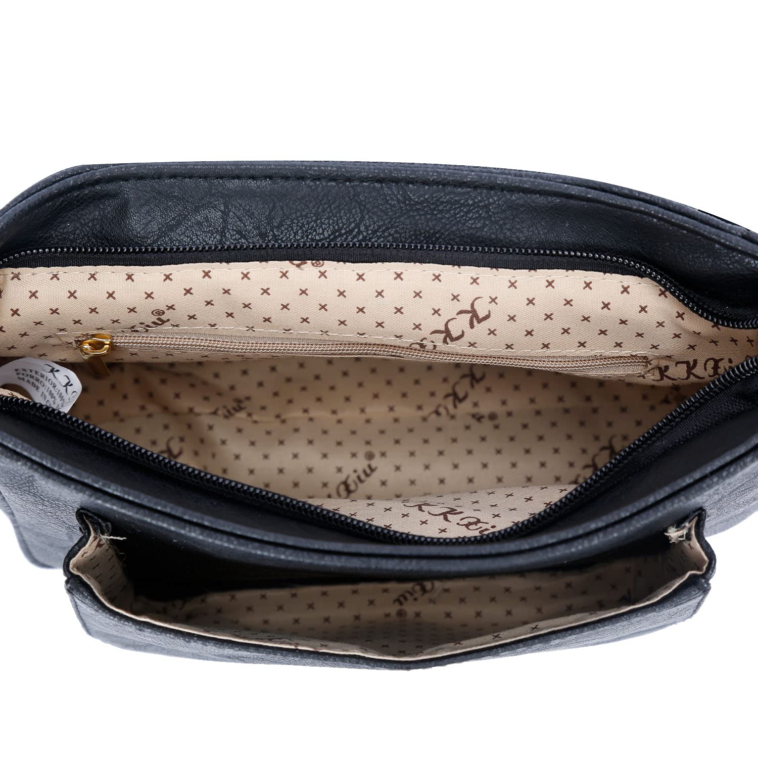 KKXIU Small Lightweight Crossbody Purses for Women Saddle Vintage Vagen Leather Shoulder Handbags (A-Black)
